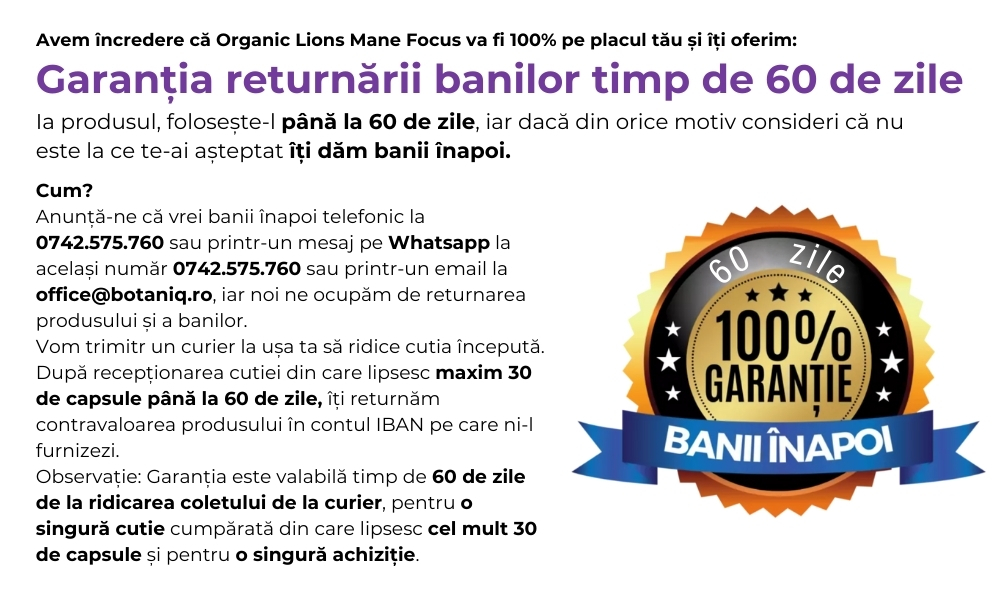 Organic Lions Mane Focus 1000 mg Full Spectrum (60 capsule), MushroomsForLife de la Botaniq.ro ...